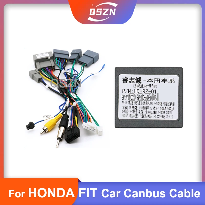 Android Canbus box HD-RZ-01 Adaptor for Honda Fit 2014 Wirng Harness Cable Car Radio Multimedia ...