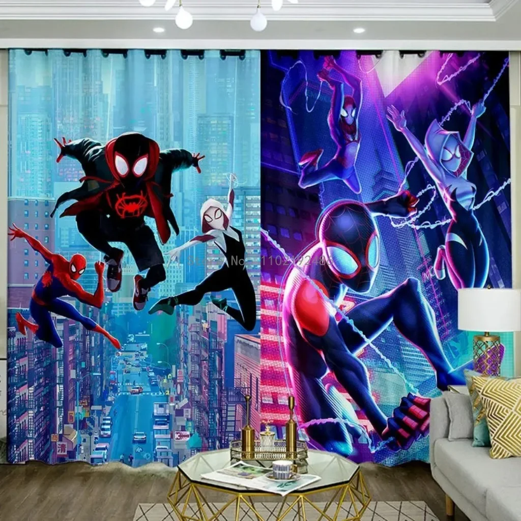 2-Panels-Curtain-Disney-Cartoon-Spiderman-Into-the-Spider-Verse ...