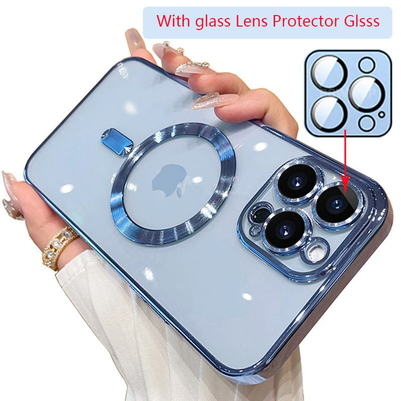 Full Camera Lens Protector Plating Soft Phone Case for iPhone 16 15 14 ...