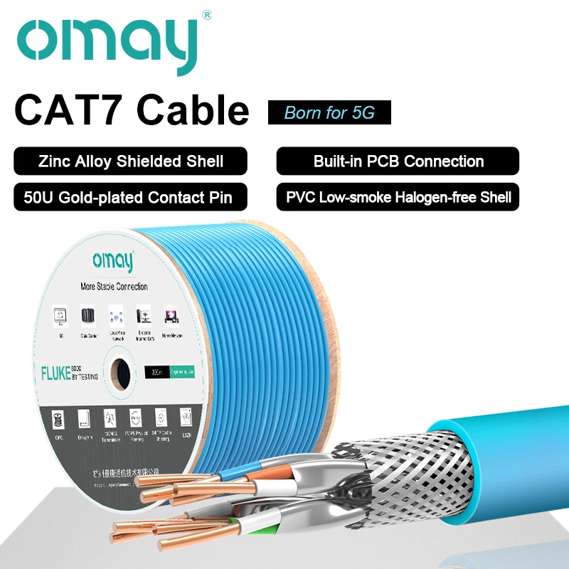 Cable Ethernet de red CAT7 S/FTP, 23AWG, 4PR, OMAY, LSZH, 10Gbps ...