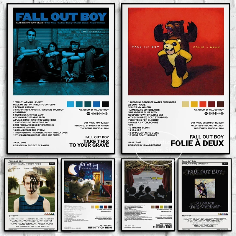 Fall-Out-Boy-Posters-Pop-Music-Folie-A-Deux-Album-Cover-Canvas-Painting ...