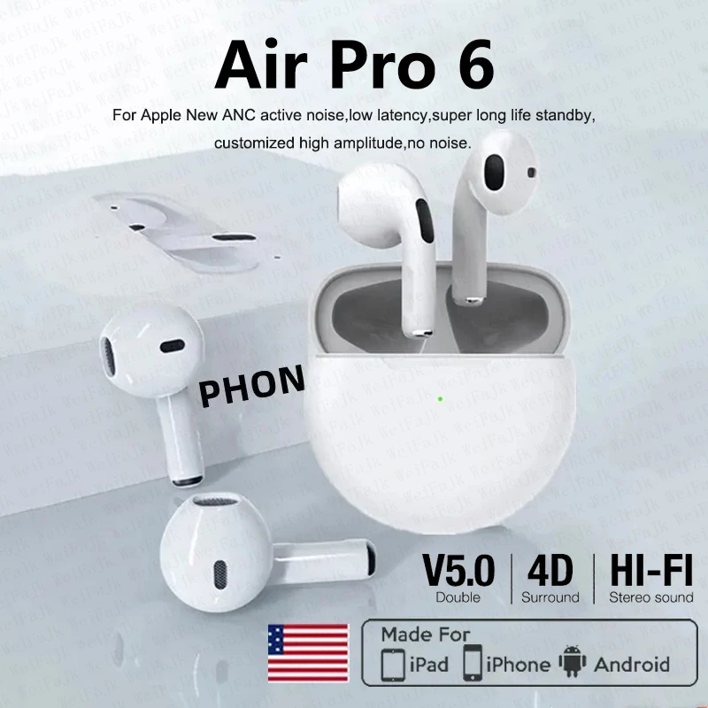 Original-Air-Pro-6-Pods-TWS-Wireless-Bluetooth-Earphones-In-Ear-Earbuds ...