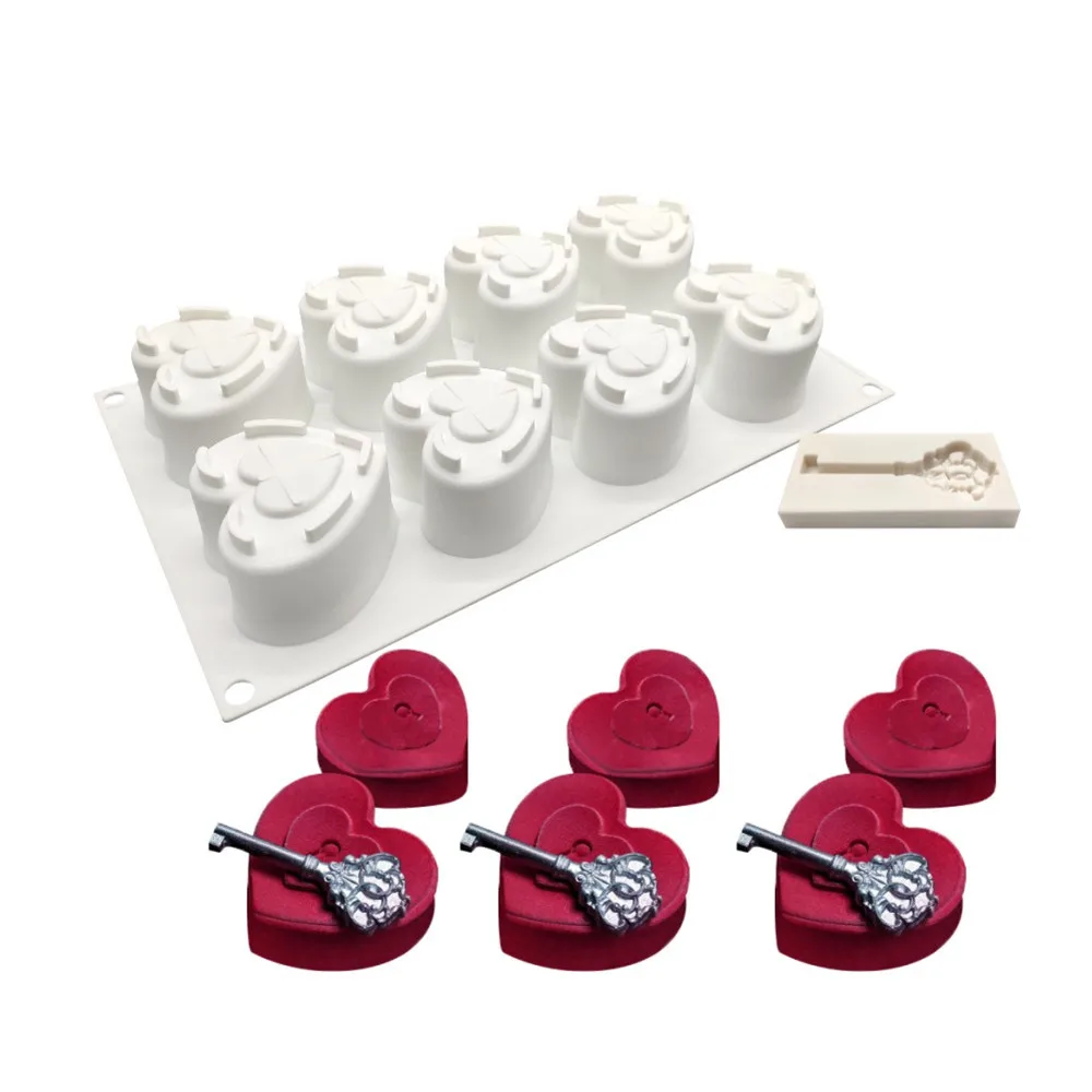 3D Chain Lock Silicone Molud Mousse Cake Chocolate Ice Mould DIY Craft ...