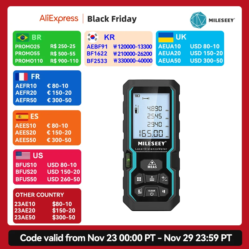 Mileseey-S6-Laser-Distance-Meter-40m-120m-Rangefinder-with-Level-Bubble ...