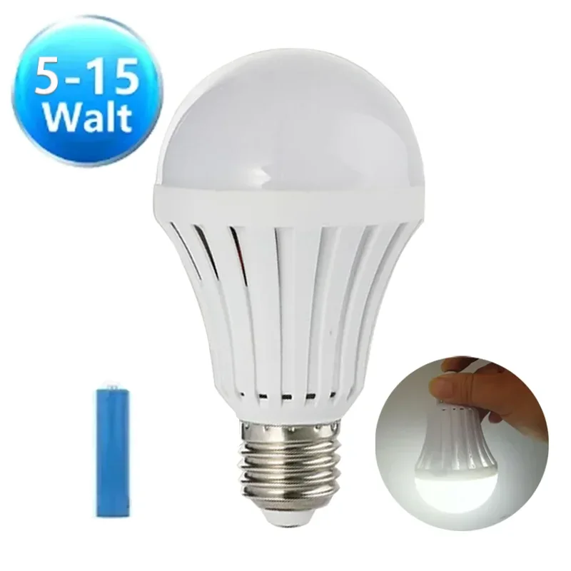 7-9-12-15W-Emergency-Cold-White-Light-Bulb-E27-Rechargeable-LED-Light ...