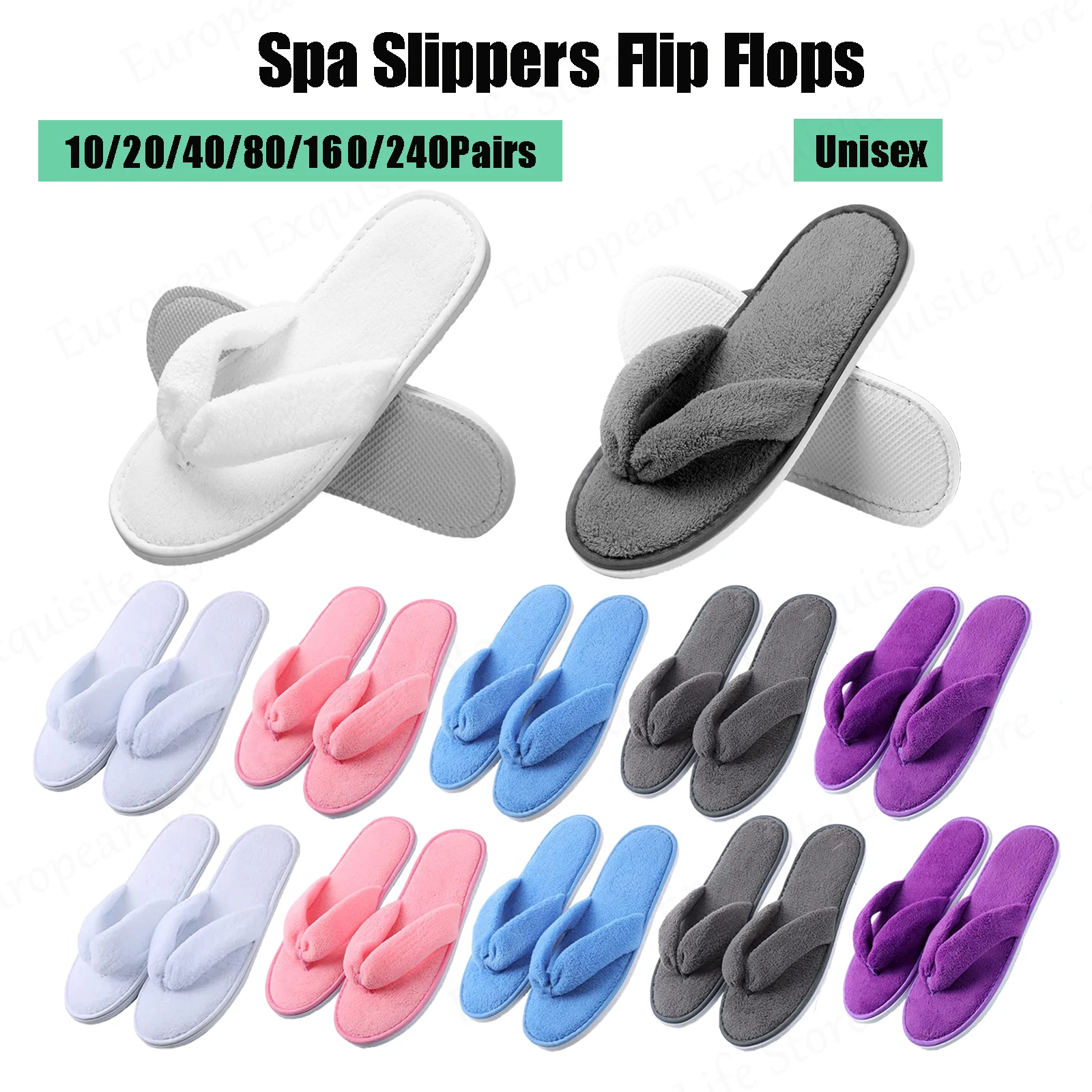 10-240Pairs-Spa-Slippers-Flip-Flops-for-Guest-Non-Slip-Disposable ...