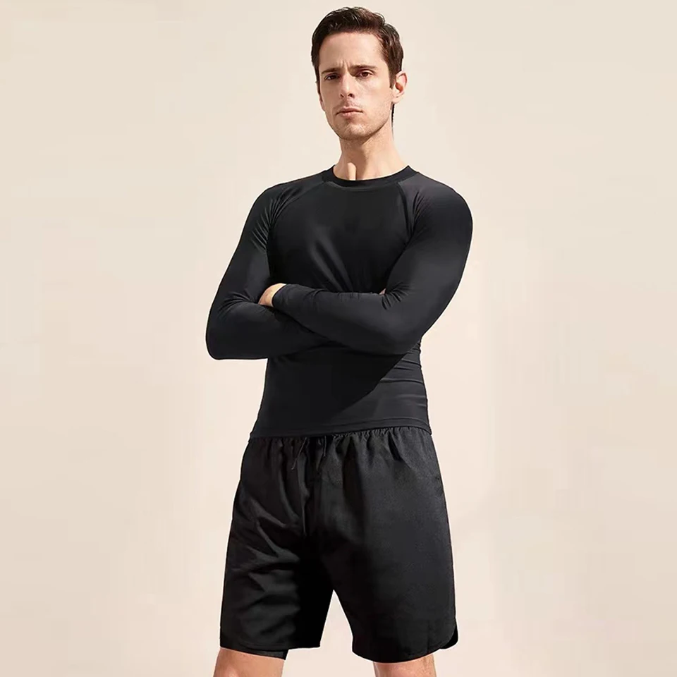 Mens Swim Trunks with Top Set Two Pieces Swimsuit Water Sports Bathing ...