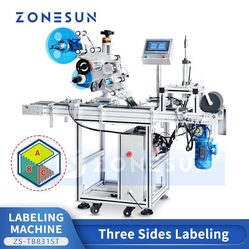 ZONESUN-Automatic-Three-Side-Labeling-Machine-Box-Label-Applicator-Flat ...