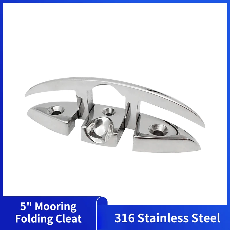 5-Inch-Marine-Mooring-Folding-Cleat-316-Stainless-Steel-High-Mirror ...