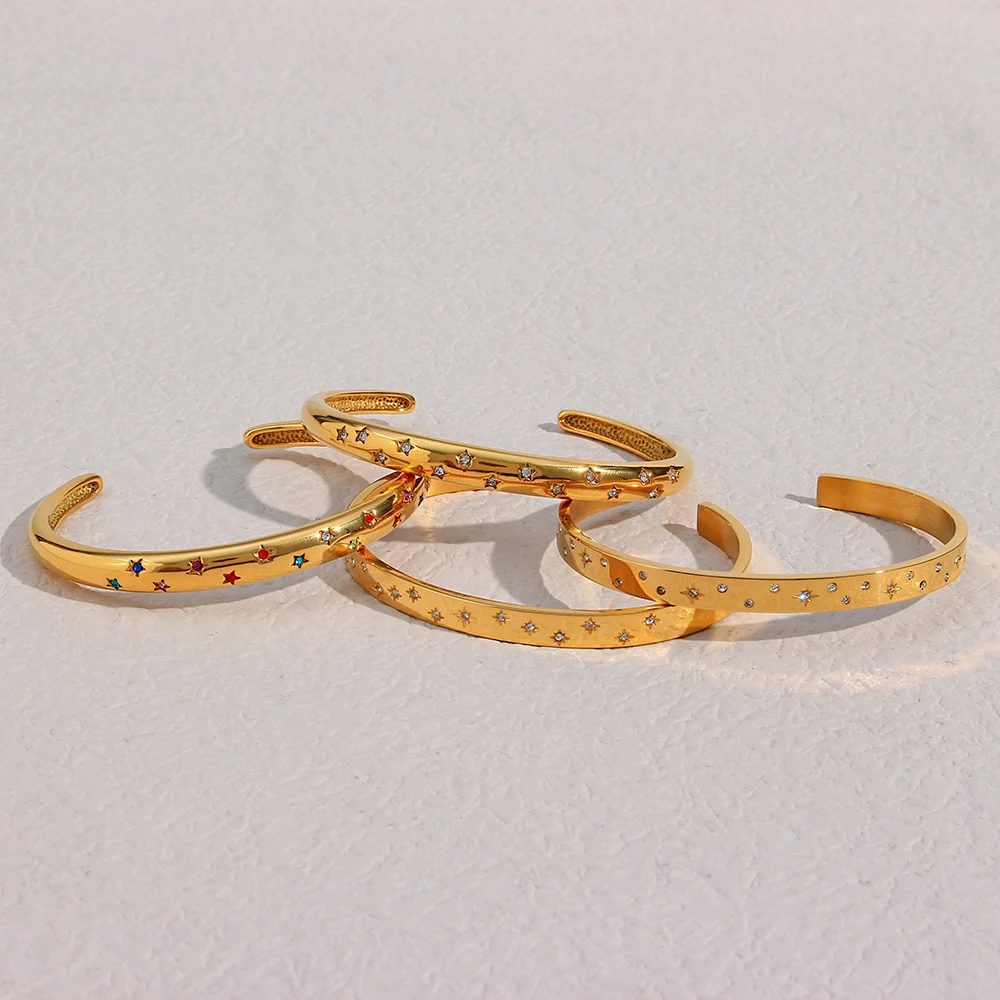 Brazalete-de-acero-inoxidable-chapado-en-oro-de-18K-para-mujer-joyer-a ...