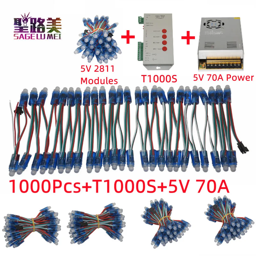 1000pcs 12mm Ws2811 Full Color Led Pixel Light Module Dc 5v Input Ip68 ...