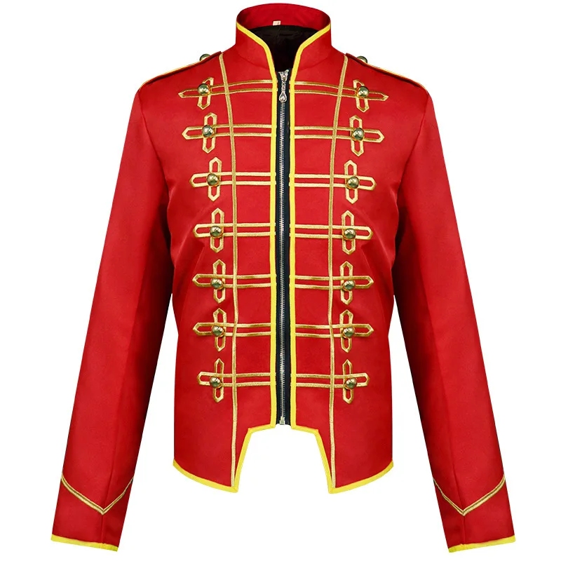 Mens-Steampunk-Military-Drummer-Parade-Jacket-Vintage-Red-Medieval ...