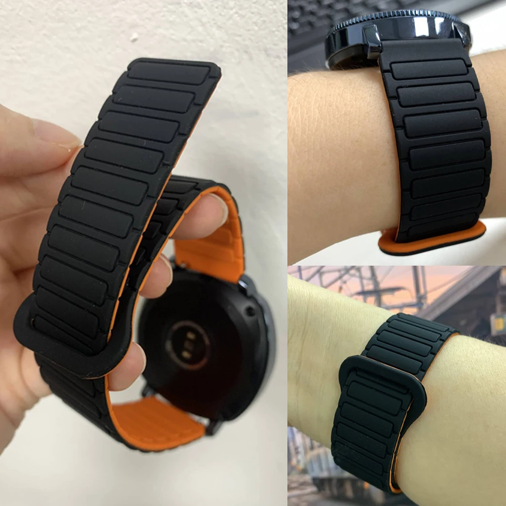 20mm 22mm Magnetic Silicone Strap For Samsung Galaxy Watch 7 6 5 4 5Pro ...