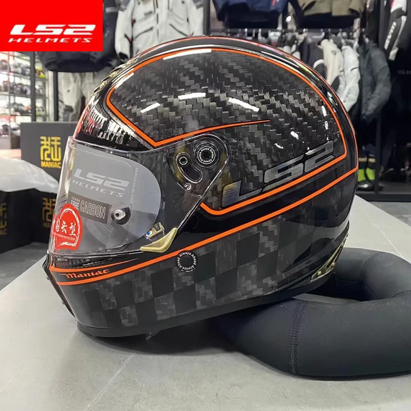 LS2-FF809-Carbon-Fiber-Noctilucent-Retro-Full-Face-Helmets-Motorcycle ...