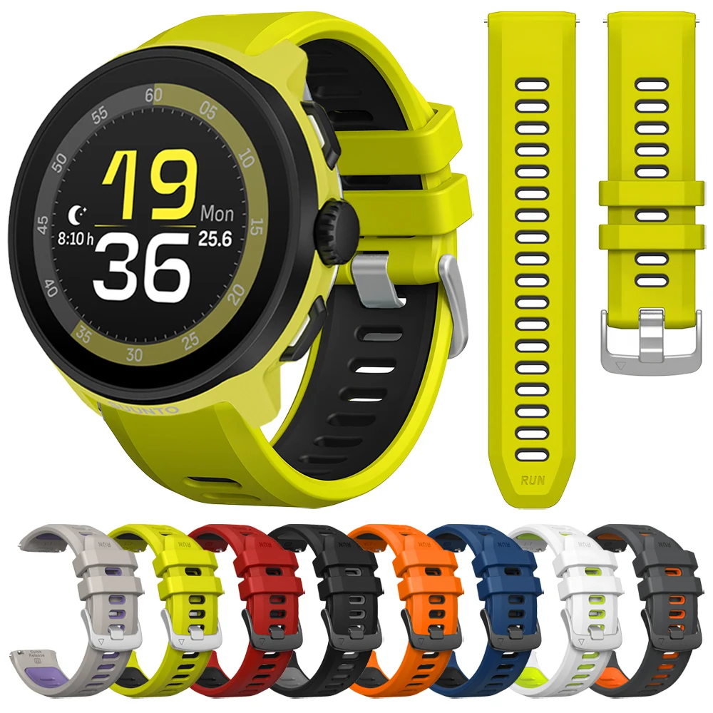 22mm Two-Tone Silicone Watch Band For Suunto Run/RACE S/Ocean/Vertical ...