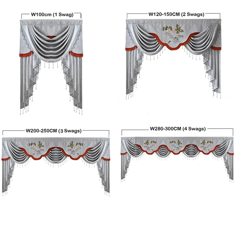 European-Swag-Valance-Curtain-Tier-for-Living-Room-Villa-Waterfall ...