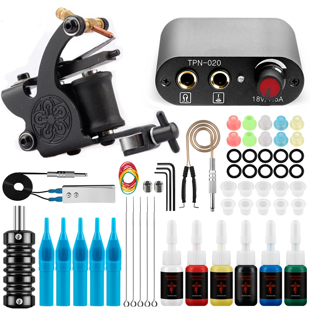 Tattoo-Kit-Complete-Tattoo-Machine-Set-Power-Supply-Black-Inks-Pigment ...