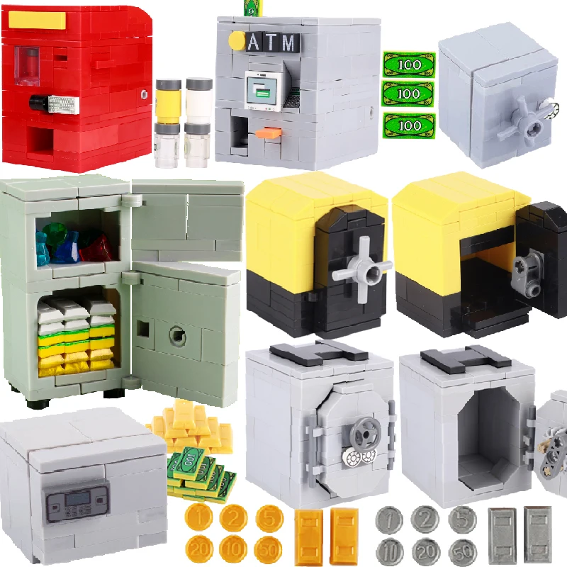 MOC-Safe-Deposit-Box-Model-Building-Blocks-ATM-Vending-Machine-Diamond-Treasure-City-Police ...