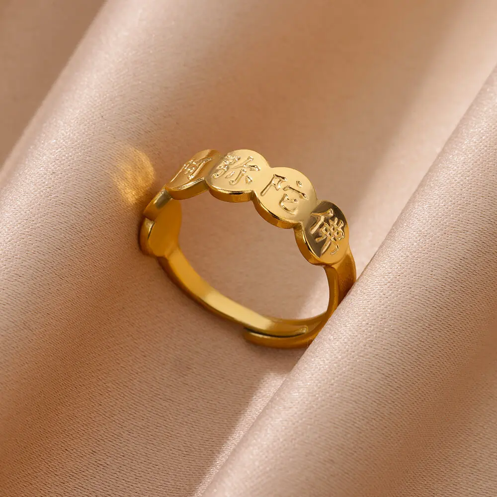 Stainless-Steel-Buddhist-Chinese-Rings-for-Women-Stainless-Steel-Gold ...