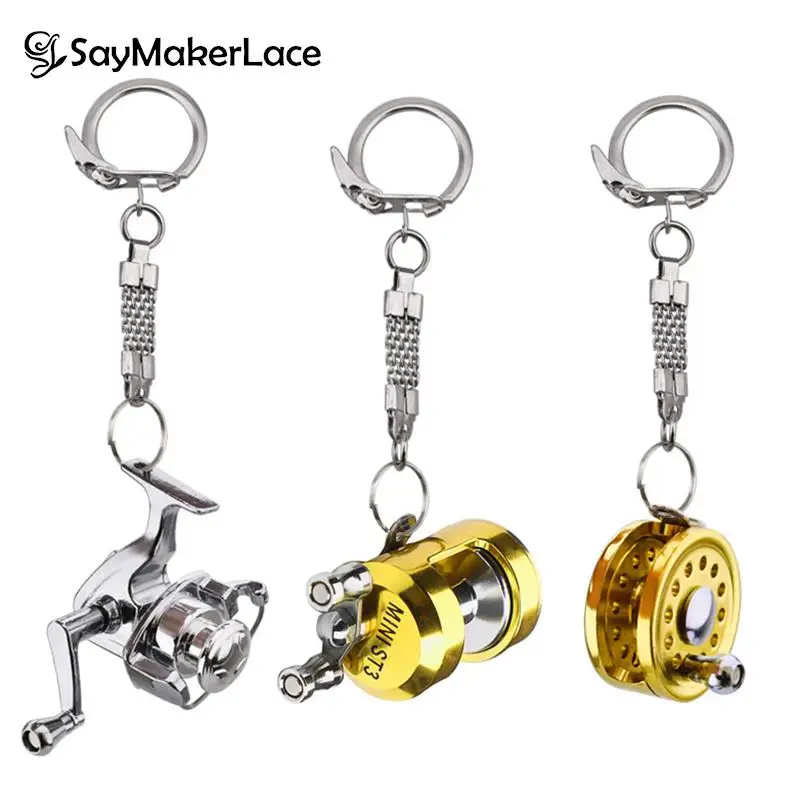 1Pcs-Alloy-Fishing-Reel-Drum-Pendant-Keychain-Key-Ring-Outdoor-Small ...