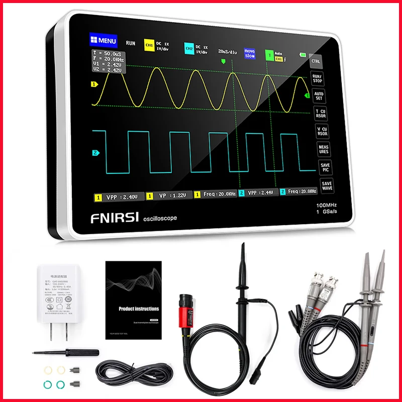 FNIRSI 1013D 7 Inch Digital Tablet Oscilloscope Dual Channel 100M ...