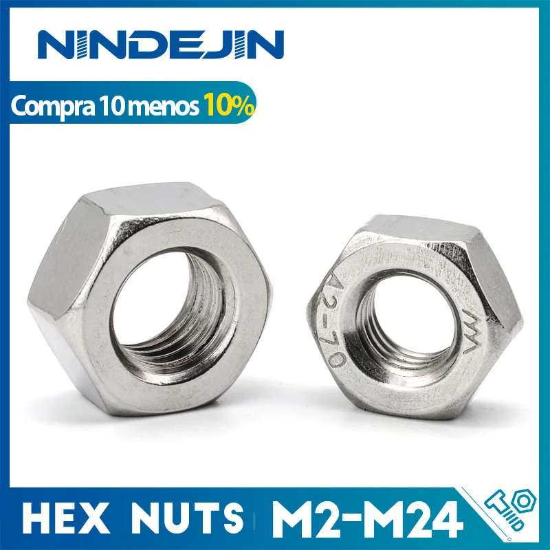 Tuercas hexagonales hexagonales Métricas DIN934 M2 M2.5 M3 M4 M5 M6 M8 ...