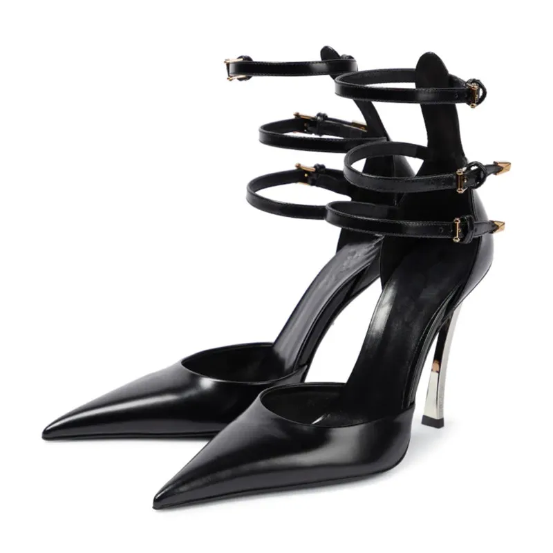 Summer High-end New Metal Stiletto Sandals Fashion Pointy Catwalk ...