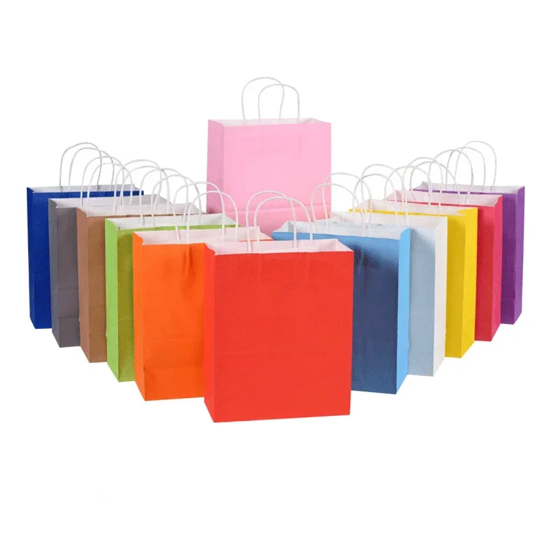 10-30-50pcs-Mini-Small-Kraft-Paper-Bag-with-Handles-Festival-Gift-Bag ...