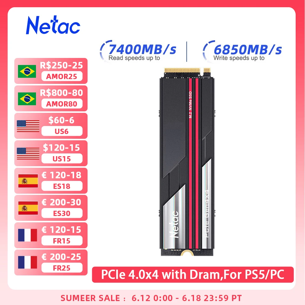 Netac NV7000 SSD 1tb 2tb 4tb M2 NVMe PCIe 7400 MB/s Gen 4.0 X4 M.2 2280 ...