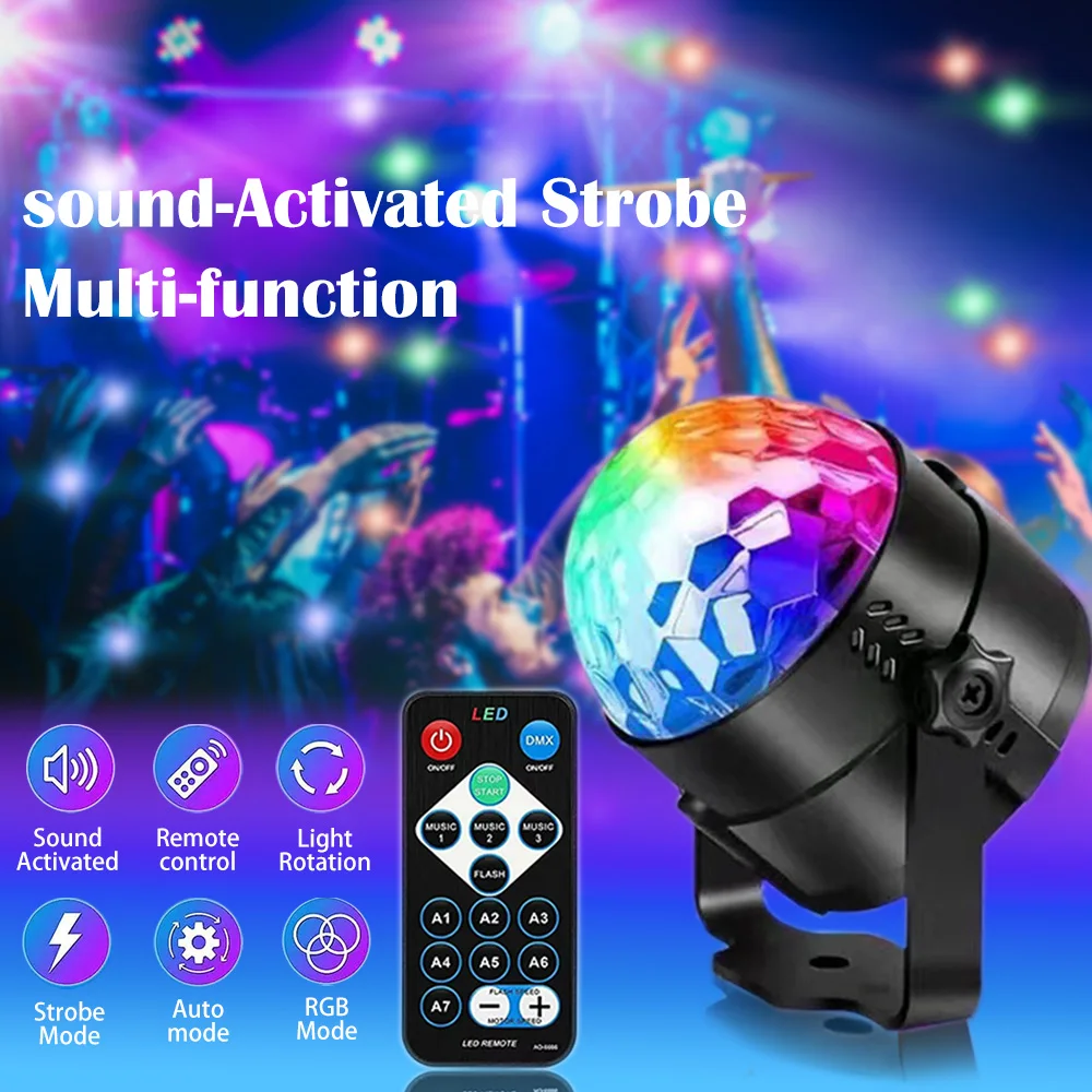 Disco Ball Light Party Lights USB Sound Activated DJ Dance Stage Light ...