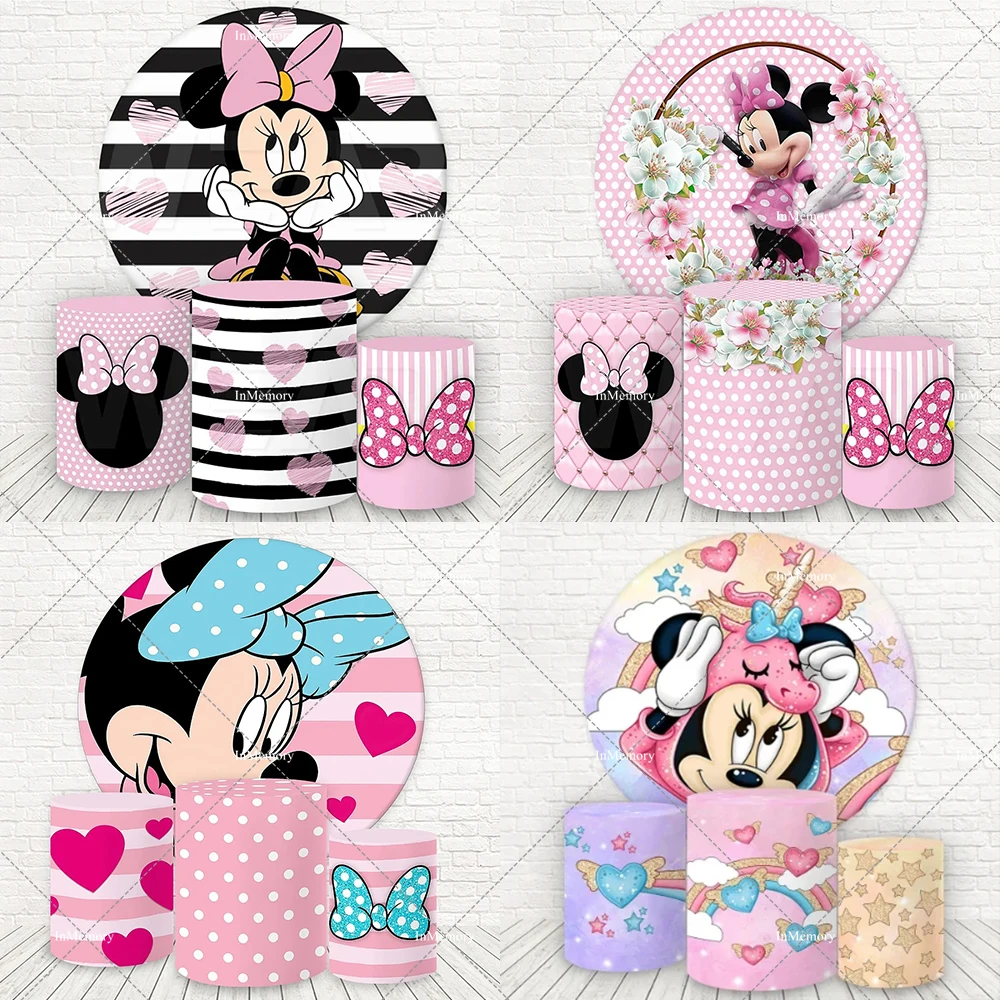 Cubierta-de-fondo-redonda-de-Minnie-Mouse-rosa-para-ni-os-cumplea-os ...