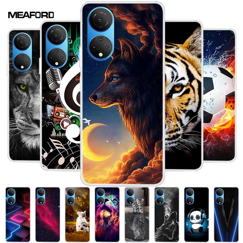 Honor X7 용 소프트 TPU 실리콘 2022 투명 후면 커버, CMA LX2 폰 케이스, 늑대 사자 고양이, 화웨이 ...