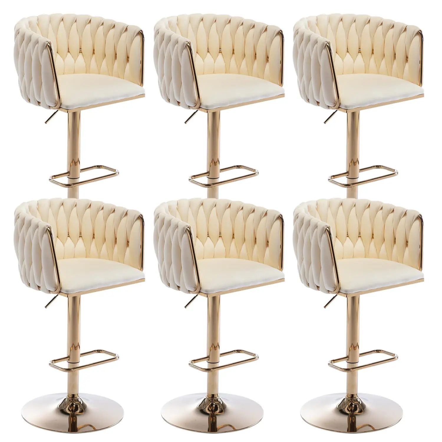 Counter Height Bar Stools Swivel Bar Stools Set of 6 Modern Velvet ...