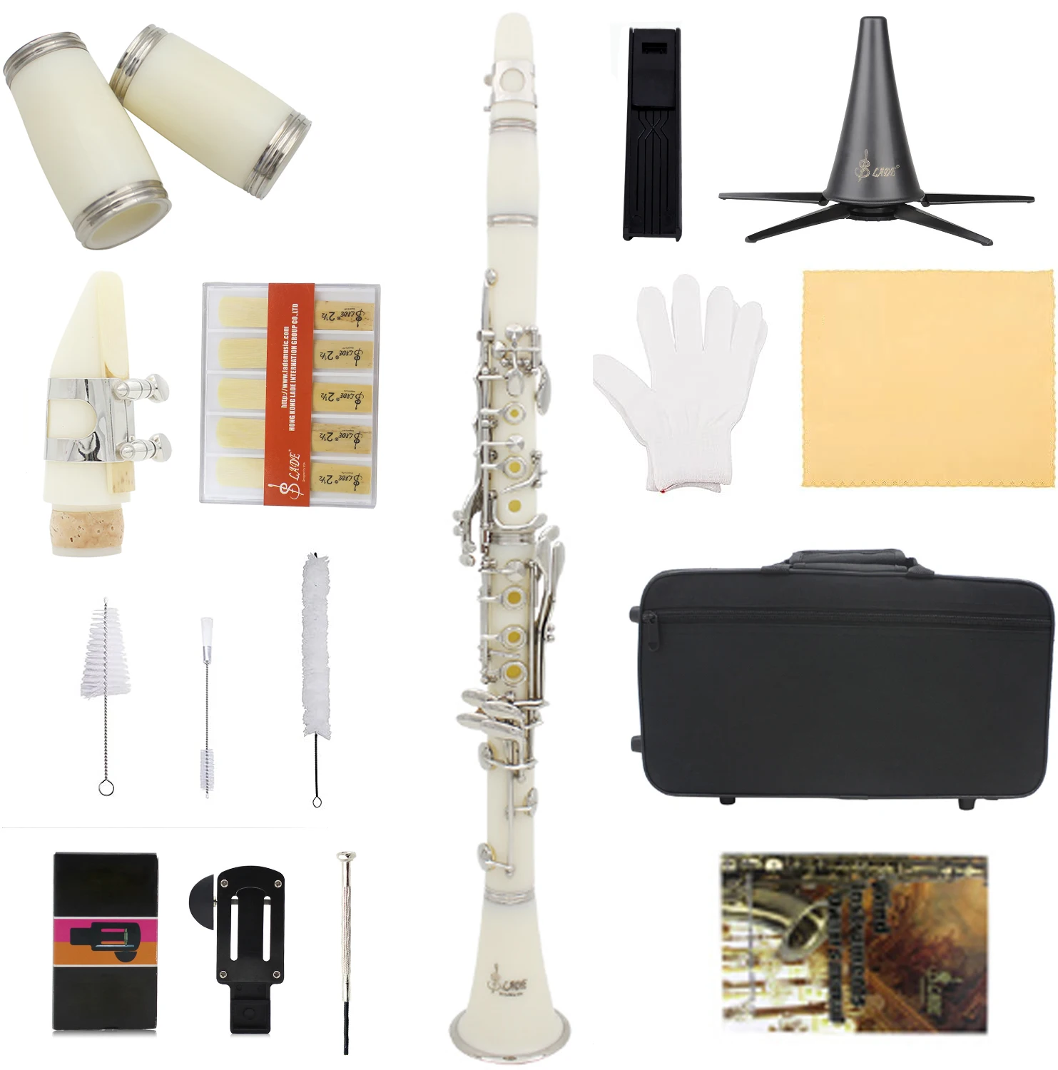 White Clarinet 17 Key Falling Tune B Clarinet ABS Silver Plated Silver ...