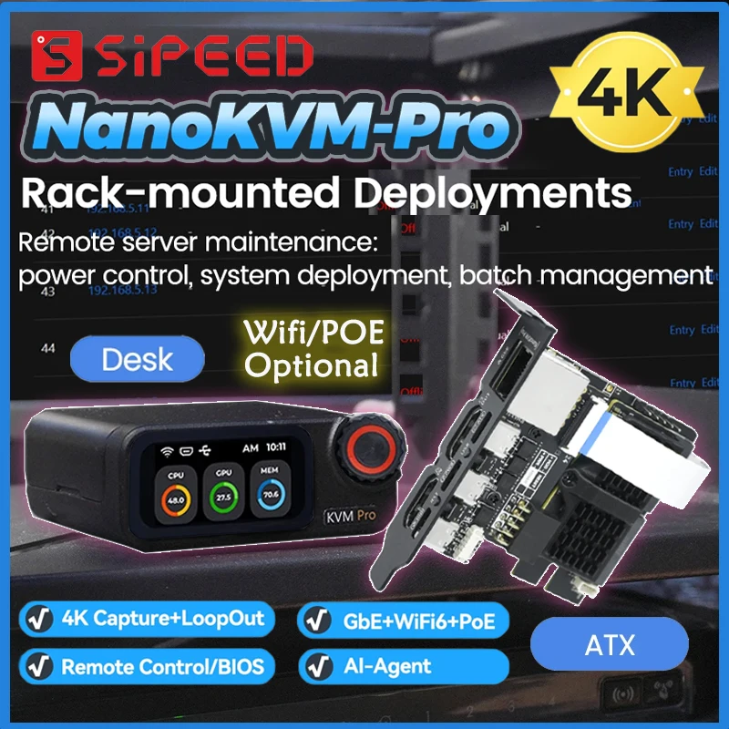 Sipeed NanoKVM-Pro PiKVM IP-KVM 4K GbE WiFi6 PoE Remote Control HomeLab ...