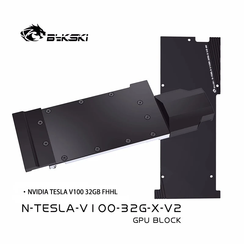 Bykski GPU Cooler For NVIDIA V100 32GB FHHL , Copper Full Cover Liquid ...