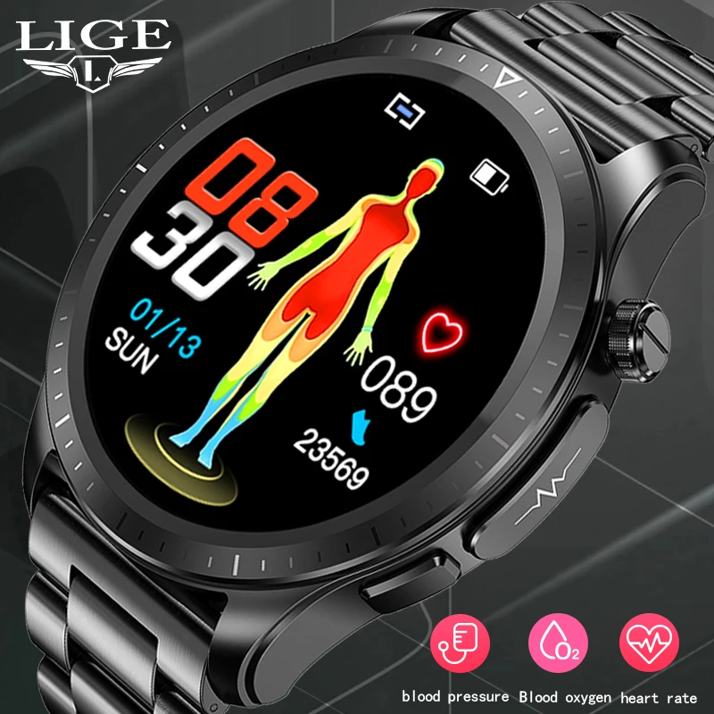LIGE reloj inteligente para hombre, nuevo accesorio de pulsera resistente al agua IP68 con ...
