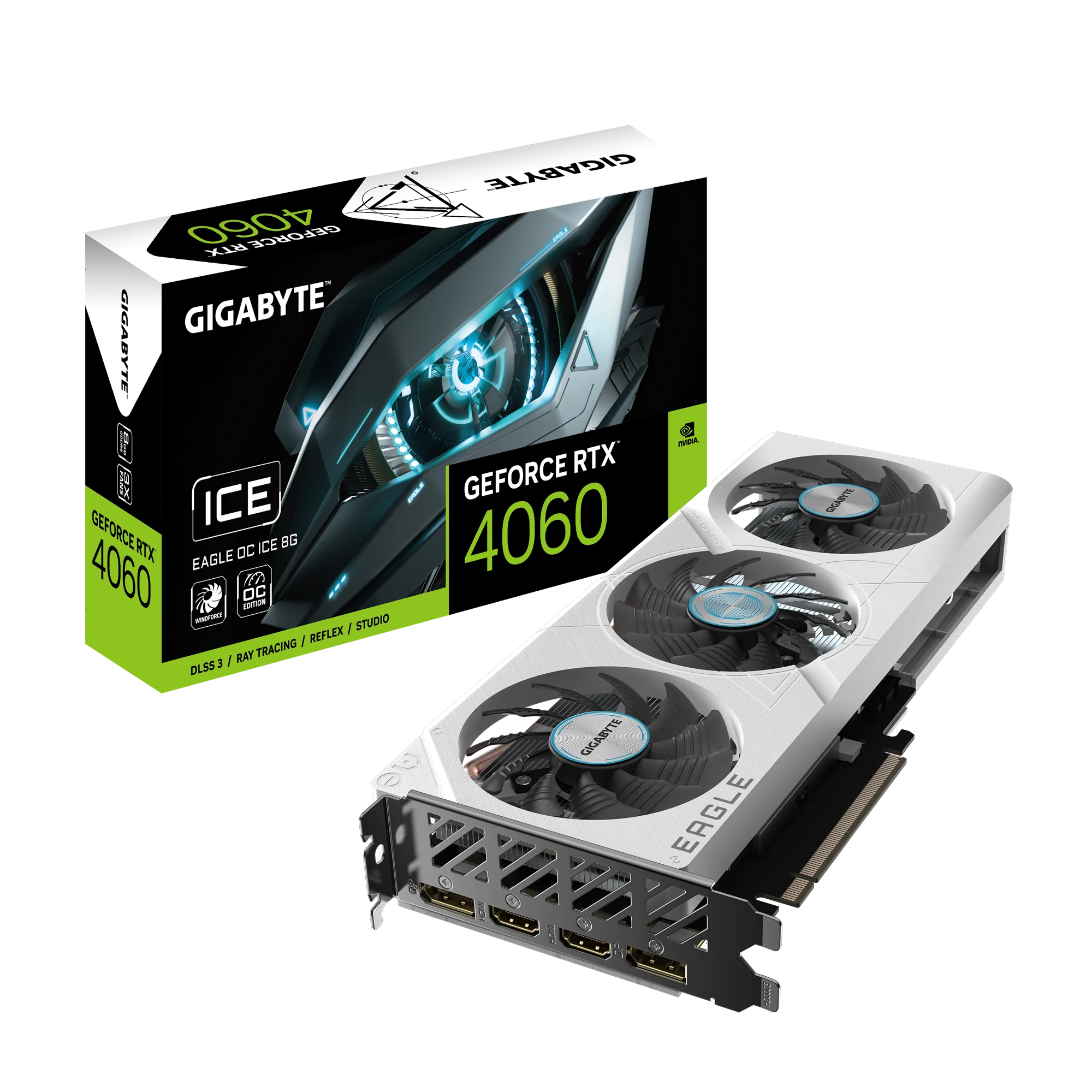 Novo 4060 eagle oc gelo 8g cartão branco placa gráfica para jogos pc ...