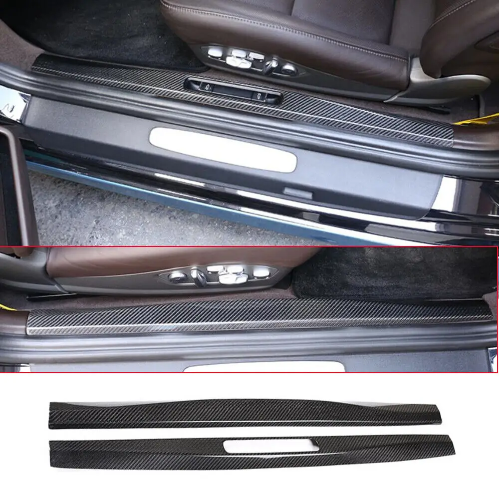 Dry-Carbon-Fiber-Car-Door-Sills-Guard-Plate-Panel-Cover-Trim-Fit-For ...
