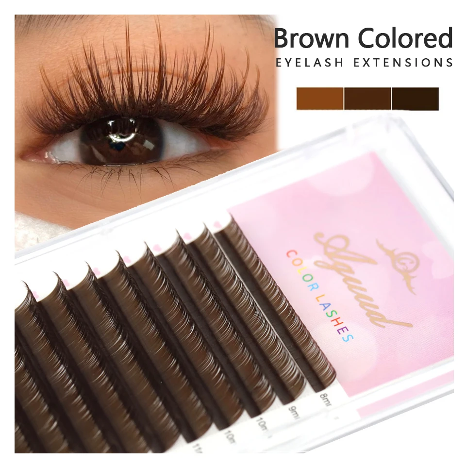 Dark-Brown-Eyelash-Extension-Faux-Mink-Individual-Colorful-Eyelash ...