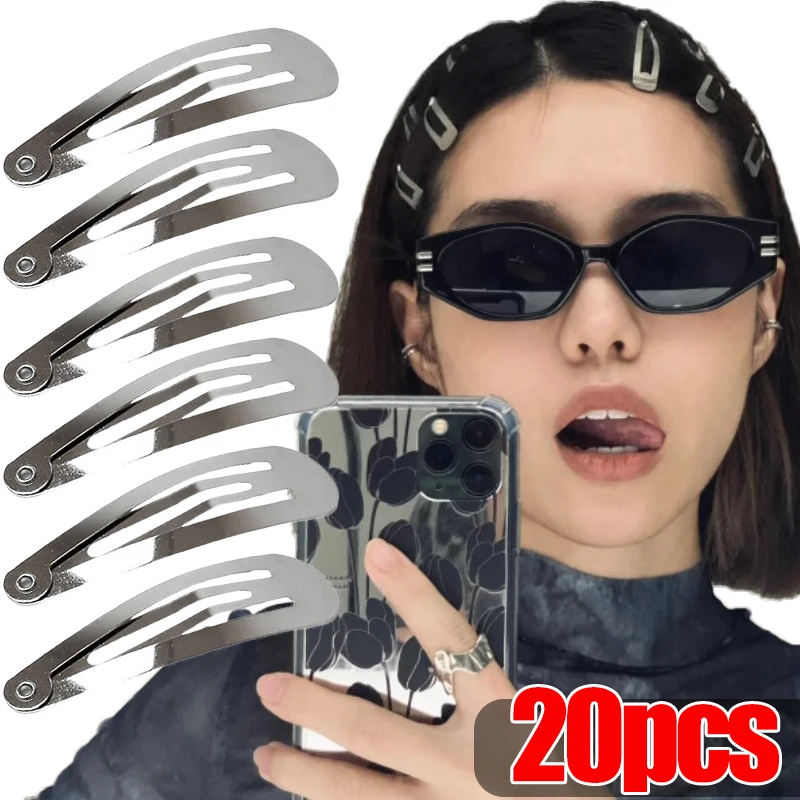 20pcs Silver Metal BB Hair Clips Girls Y2K Punk Drop Shaped Hairpins ...