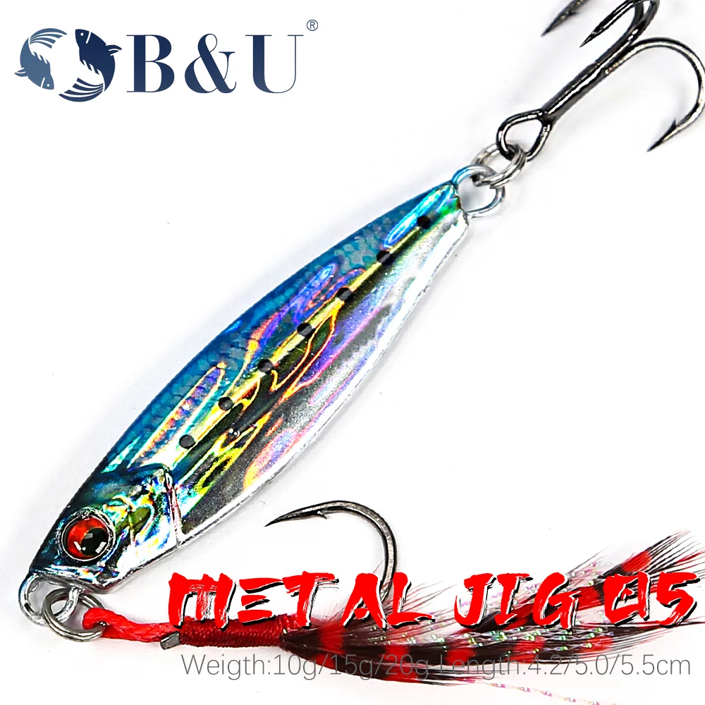 B&U 3D Printing Metal Casting Jig 10g/15g/20g Shore Drag Cast Jigging Spoon Fishing Lure ...