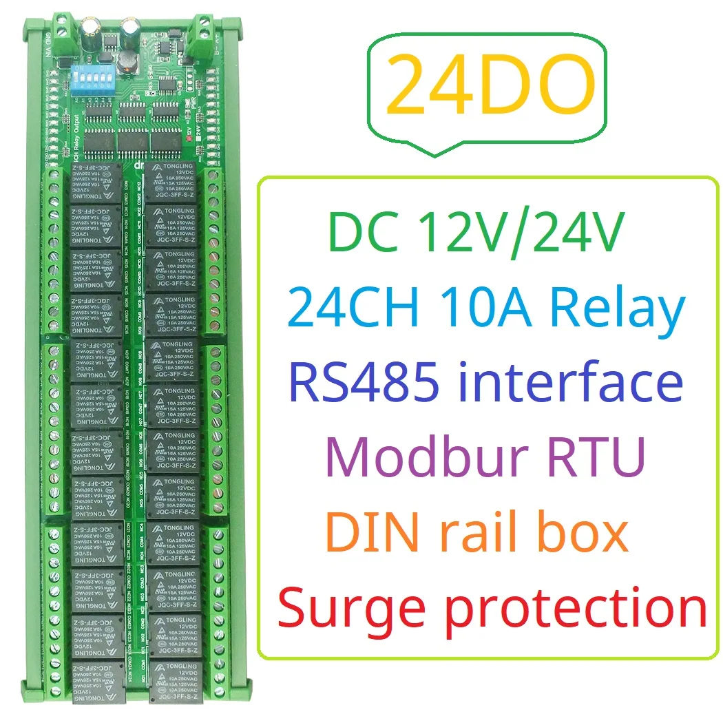 24CH-RS485-Relay-Modbus-RTU-Module-10A-NC-COM-NO-Dry-Contact-Output ...