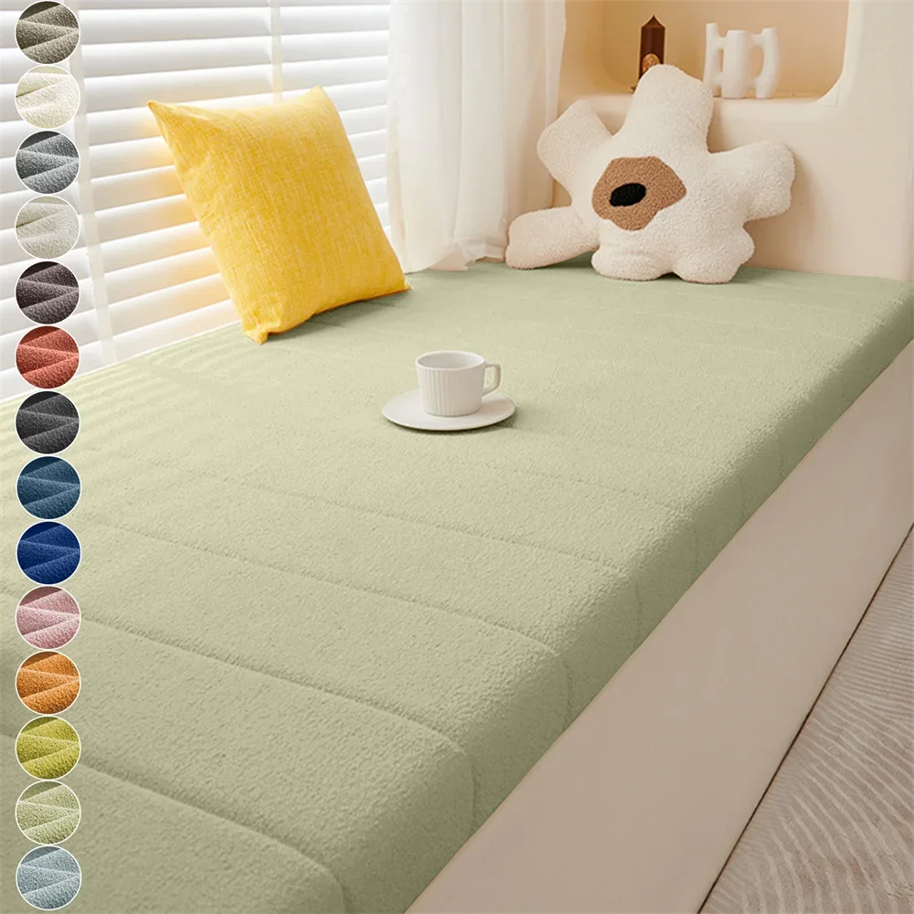 Custom Teddy Velvet Bench Cushion Non-slip Zipper Waterproof scratch ...