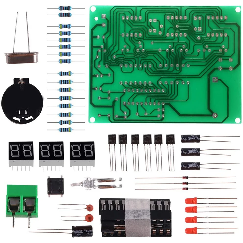 4/6 bits digital led eletrônico clock diy kits pcb solda prática placa de aprendizagem at89c2051 ...