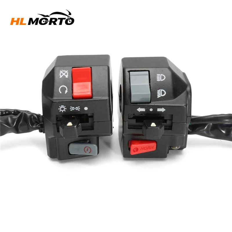 1 Pair 7/8" Handlebar Control Switch Horn Turn Headlight Start Switch ...