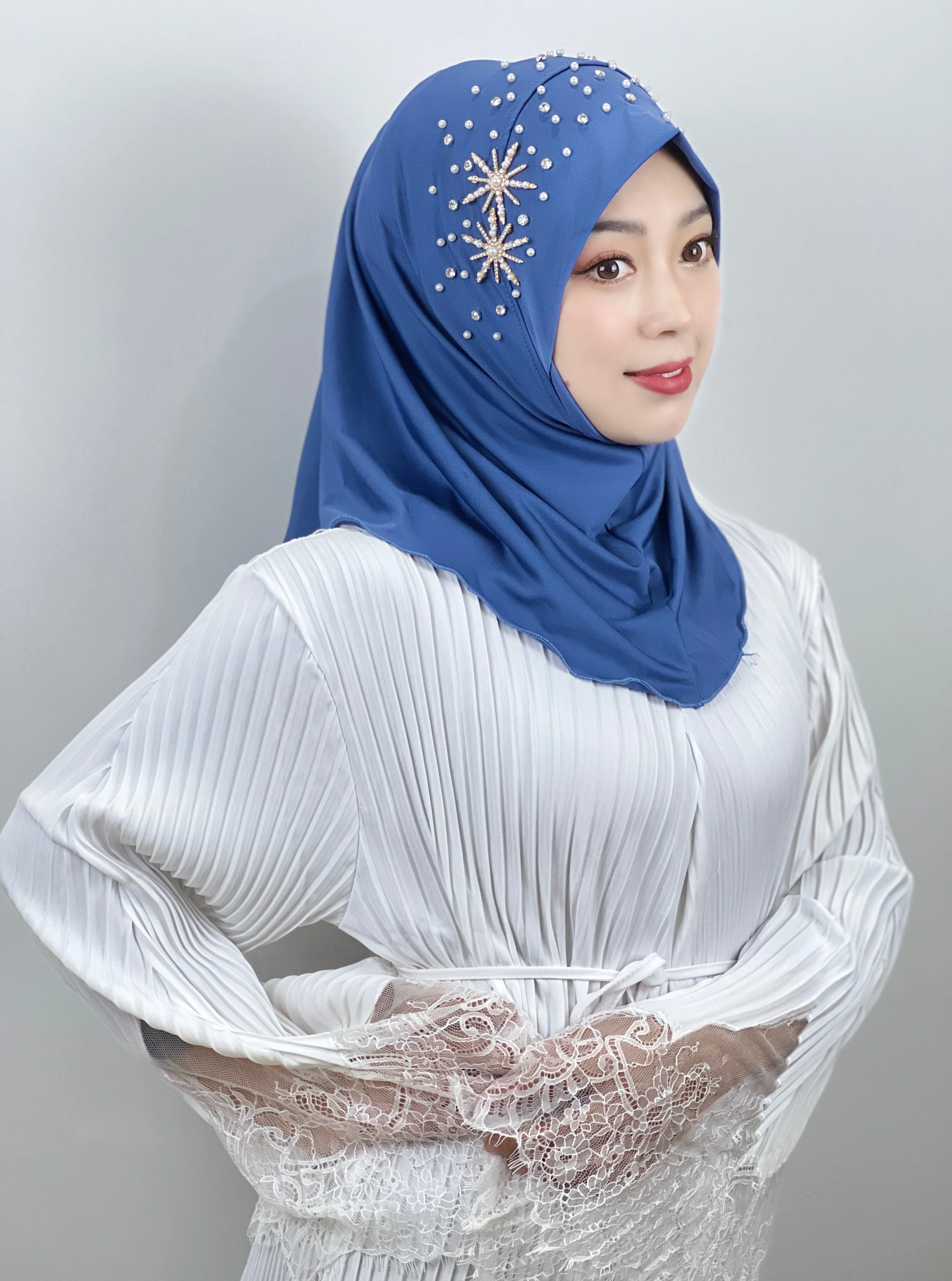 Muslim-Solid-Hijab-High-Quality-Rhinestone-Hijab-Pearl-Embellished ...