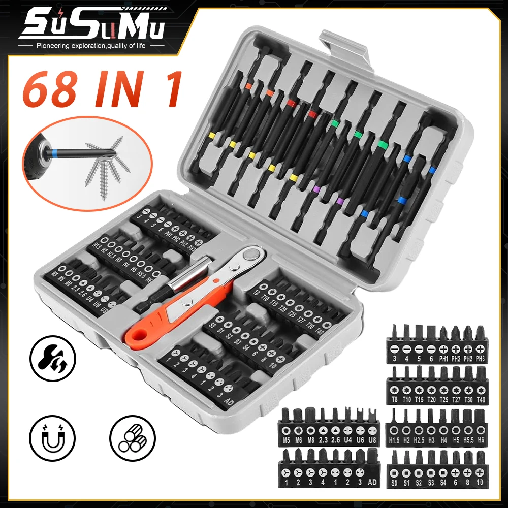 68pcs-Ratchet-Screwdriver-Bit-Set-1-4-Hex-Shank-Wrench-Magnetic ...