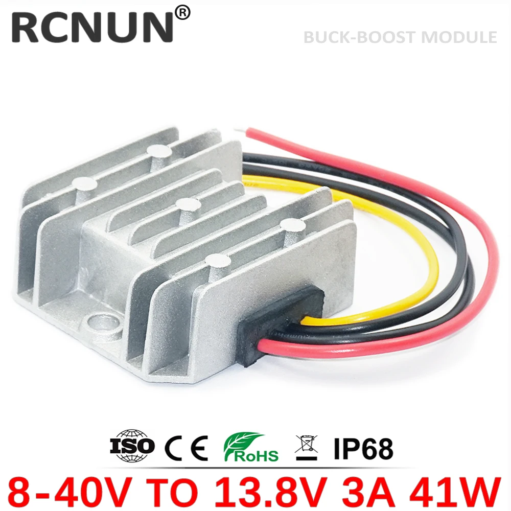 RCNUN DC DC Voltage Converter 8 40V 12V 24V to 13.8V 3A Automatic Buck Boost Power Module for ...