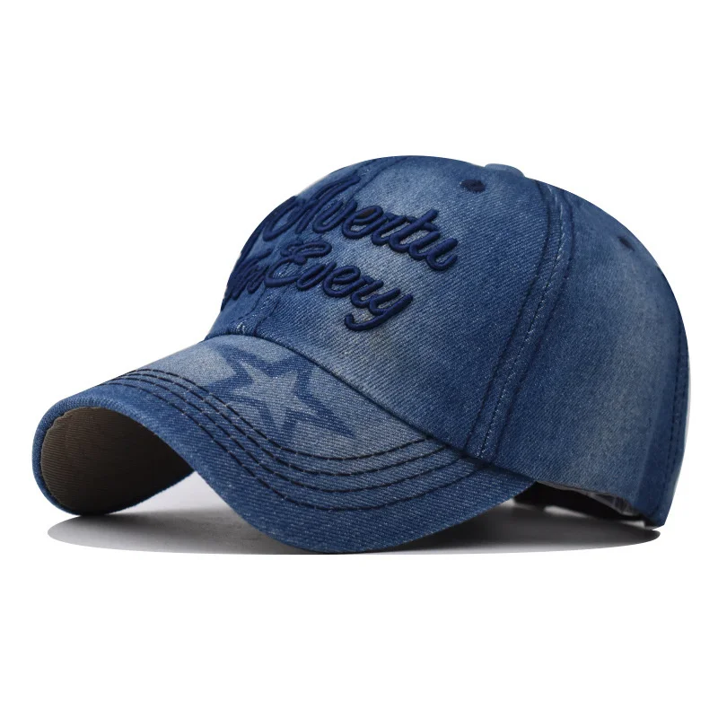 New-Solid-Denim-Baseball-Cap-Men-Women-Embroidery-Letter-Jeans-Snapback ...